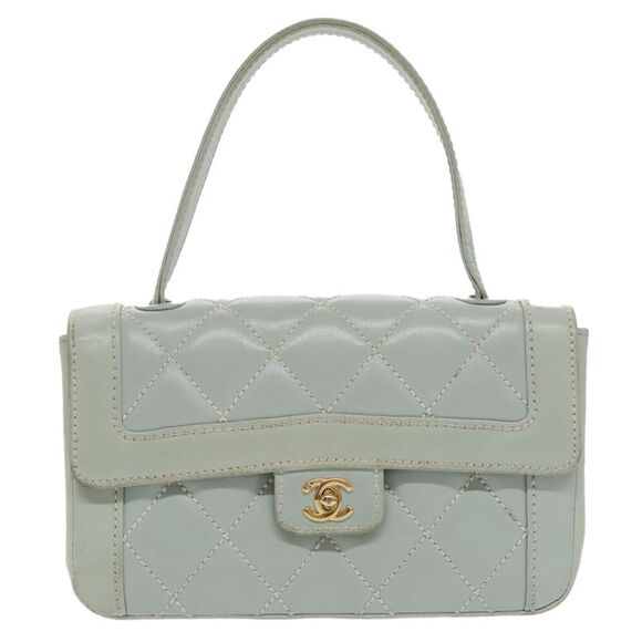 CHANEL | Bags | Chanel Coco Handle Blue Leather Handbag Preowned | Poshmark